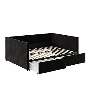 DHP Theo Daybed with Storage Drawers, Full, Black Velvet