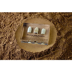 Civil War Minié Ball Bullets Display - Authentic Lead Bullets Preserved in Lucite, Handmade in USA, 4x3x1 inches, for Display or Education Purposes