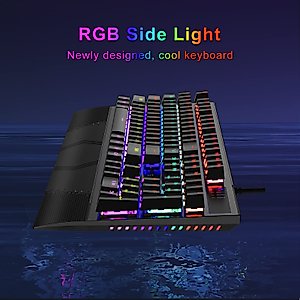 E-YOOSO Mechanical Keyboard, Mechanical Gaming Keyboard with Blue Switches, 104 Keys, Wired Keyboard Mechanical with Rainbow Backlit & RGB LED Side Light, Clicky Keyboard for Windows, Gaming, PC