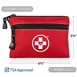 Swiss Safe 2-in-1 First Aid Kit for Car, Travel & Home, Businesses - Bonus Mini Kit for Medical Emergency Aid, Survival, Camping - FSA & HSA Eligible - 64 Piece, Travel FAK