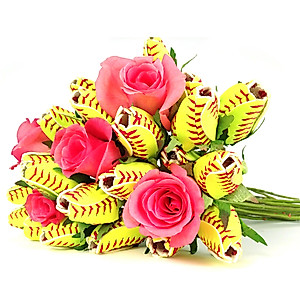 Softball Rose with Graduation Year - Handmade with Authentic Premium Softball Covers - Original Sports Roses Design