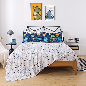 lishjekee Dinosaur Comforter Full for Kids 7Pieces Dinosaur Comforter Set Bed in A Bag for Boys Teens T-Rex Dino Bedding Sets Jungle Dinosaur Comforter and Sheets Set Home Decor