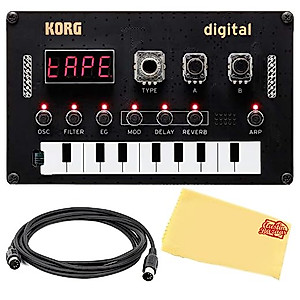 Korg Nu:tekt NTS-1 Programmable Synthesizer Kit Bundle with MIDI Cable and Austin Bazaar Polishing Cloth