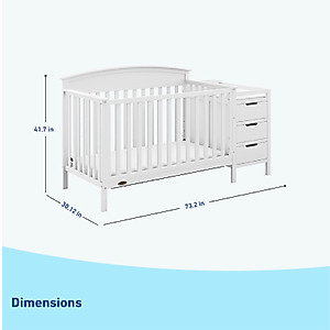 Graco Benton 5-in-1 Convertible Crib and Changer (White) – Crib and Changing -Table Combo, Includes Water-Resistant Changing Pad, 3 Drawers, Converts to Toddler Bed, Daybed and Full-Size Bed
