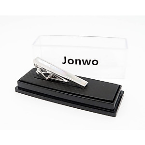 Jonwo Mother of Pearl Men's Tie Clip With Presentation Box Tie Bar for Gentleman Regular Necktie Tie Pin for Daily Business Anniversary Wedding Occasions (Silver Tie Clip)