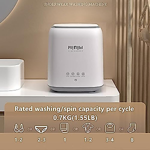 Portable Mini Fully Automatic Washing Machine for Underwear, Panties, and Socks Designed Specifically for Separating Close-Fitting Clothing (ABS-WHITE-GRAY)