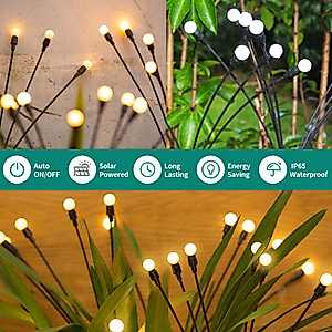 DURPAR Solar Garden Lights, New Upgraded Solar Firefly Lights Outdoor Waterproof, Solar Outdoor Lights, Solar Garden Decorative Lights Yard Patio Pathway Decoration, Warm White (4 Pack)