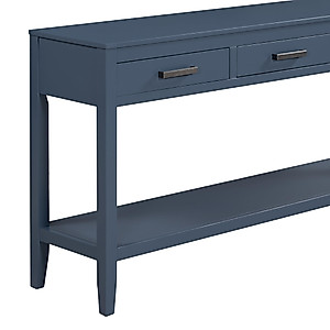 Modern 3-Drawer Console Table with 1 Shelf,Solid Wood Entryway Sofa Side Table for Hallway, Living Room, Foyer, Corridor, Easy to Assemble (Blue#3-Drawer)