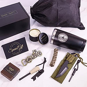 Birthday Gifts for Men Brother Husband, Fathers Day Dad Gifts for Him Boyfriend Outdoorsman Gifts for Men Camping Gifts Unique Mens Gift Set Tumbler Gift Baskets for Men Papa Uncle Gift Box for men