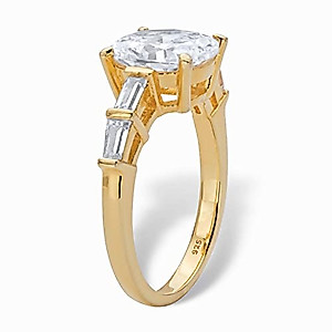 PalmBeach Jewelry Yellow Gold-plated Sterling Silver Oval Cut Cubic Zirconia Engagement Ring Sizes 6-10 Size 6