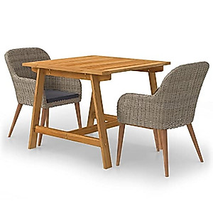 YUHI-HQYD 3 Piece Patio Dining Set,Afternoon Tea Suit,Conversation Furniture,Balcony Bar,Perfect for Patio, Garden, Porch,Family Room,Sitting Area, Brown
