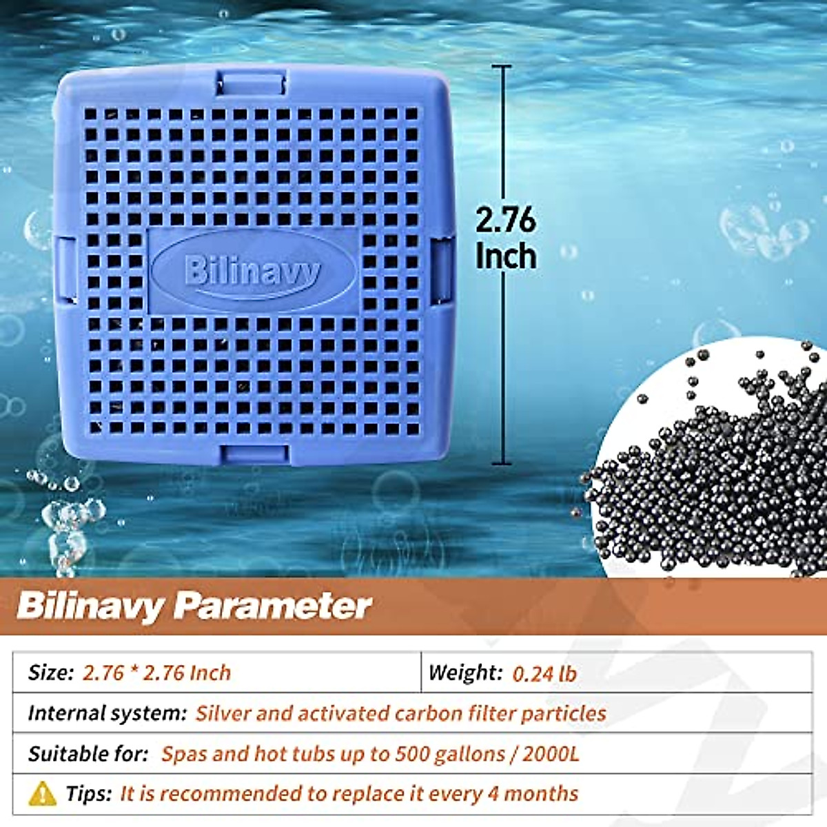 Bilinavy Hot Tub Mineral Sanitizer for Sundance Spas Filter, Silver Ion Mineral Cartridge Last for 4 Months Treats, Cleans and Clarifies
