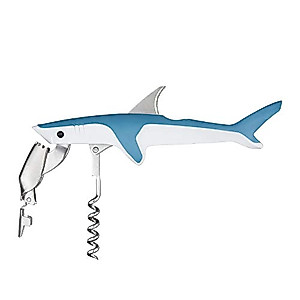 True Shark Corkscrew, Soft Touch Double-Hinged Waiter’s Style Corkscrew Wine Bottle Opener, Gift for Wine Lovers and Animal Lovers