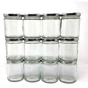 9 oz Straight Sided Glass Jar with Metal Silver Lid 12-Pack by Richards Packaging