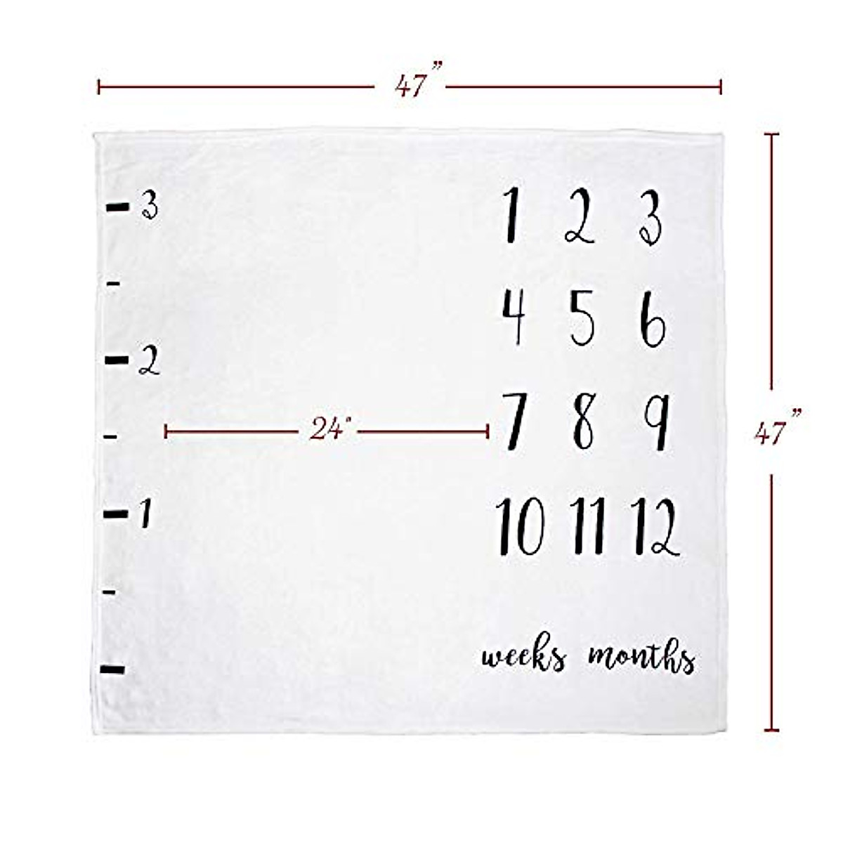 Prazoli White Baby Milestone Blanket Unisex - Baby Month Blanket Gender Neutral