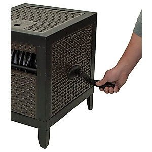 AMES NeverLeak Hose Reel Cabinet Box, 100 Ft. Capacity, Decorative with Wicker Look, Auto Track Rewinding, Black Metal