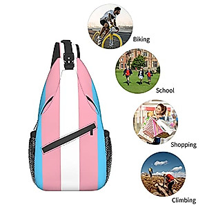 Transgender Flag Sling Backpack Crossbody Chest Bag Daypack for Hiking Travel