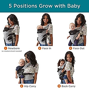 Contours Baby Carrier Newborn to Toddler | Journey 5 Position Convertible Easy-to-Use Baby Carrier with Pockets for Men and Women, Face In, Face Out, Front, Back & Hip (8-45 lbs) - Graphite Gray
