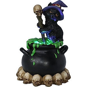 Nemesis Now Spook Witches Familiar Black Cat and Bubbling Cauldron Figurine,12cm