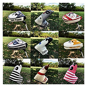 RNAGRET Golf Head, Club Head Covers Closed Semicircle Golf Club Putter Cover Synthetic Leather Multi-Style Color Straight Putter Cover (Color : Light Yellow)