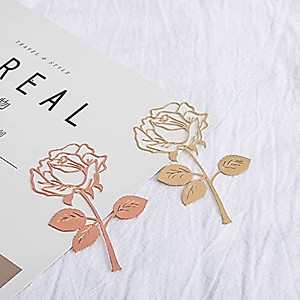 Unique Hollow Metal Bookmark Rose Flower Gift Page Marker Golden Book Mark for Book Lovers Women Writers Readers Present golden hollow bookmark for Men Women Adult Valentines Gift
