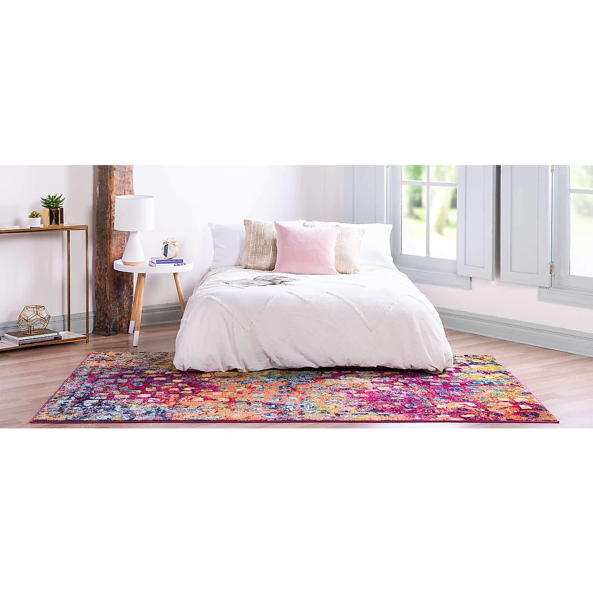 Unique Loom Jardin Collection Colorful, Vibrant, Abstract, Modern Area Rug, 6 x 9 ft, Multi/Blue