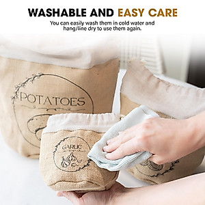 Potato Storage Bag | Natural Jute Potato Onion Garlic Storage Set for Pantry | Breathable & Fresh Onion Potato Storage | Easy to Clean Potato and Onion Storage Bag | Air Flow, Light Blocking