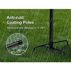 Flanagan String Light Poles 2-Pack,9FT Poles for Outdoor String Lights,Adjustable Metal Light Pole Stand, Spiral Sturdy Anchor for Patio, Garden, Backyard,Wedding Light Poles