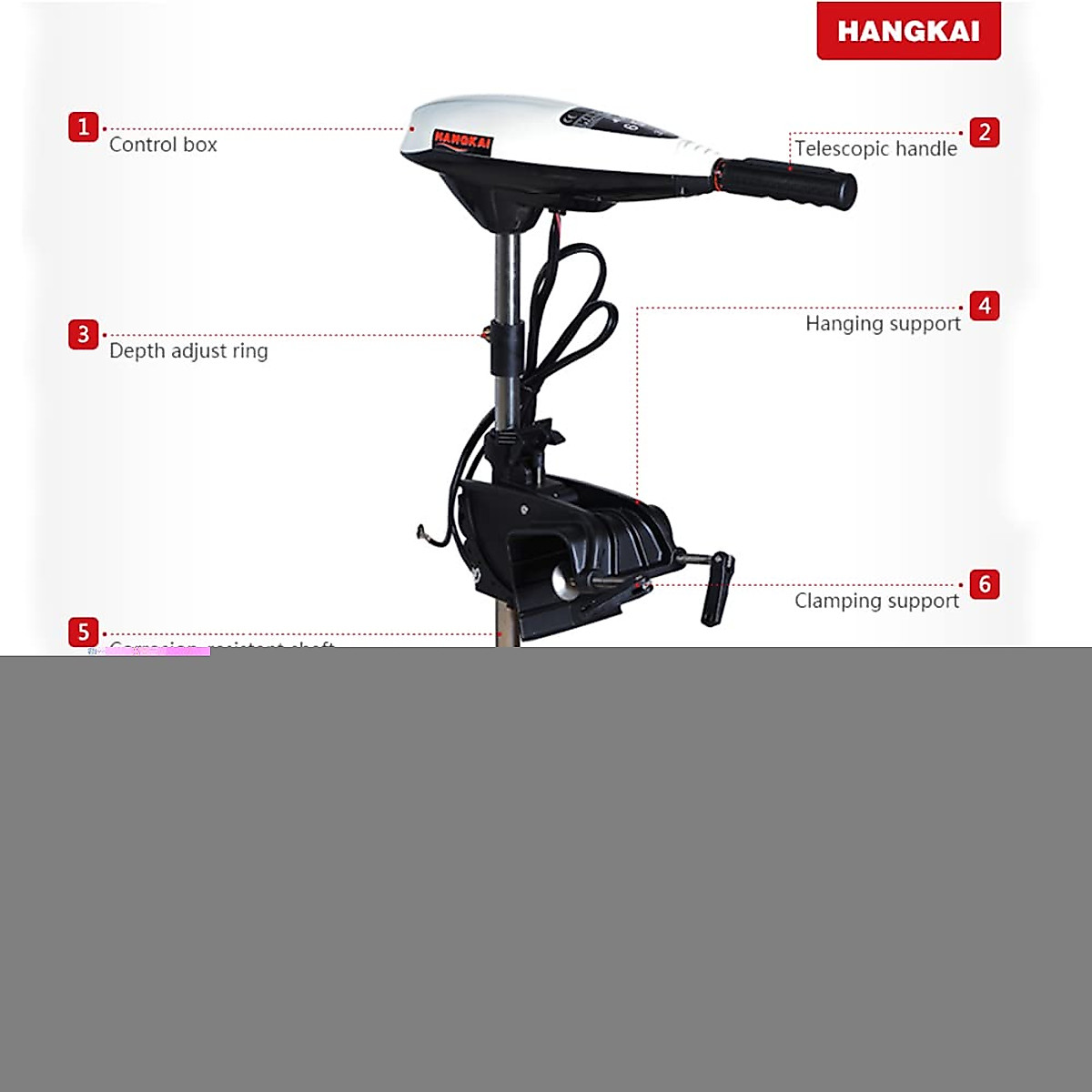 Dodoam 66 LBS 12V Electric Outboard Trolling Motor Fishing Boat Kayak Engine, for Fisheries, Aquaculture, Outdoor Sightseeing and Other Fields