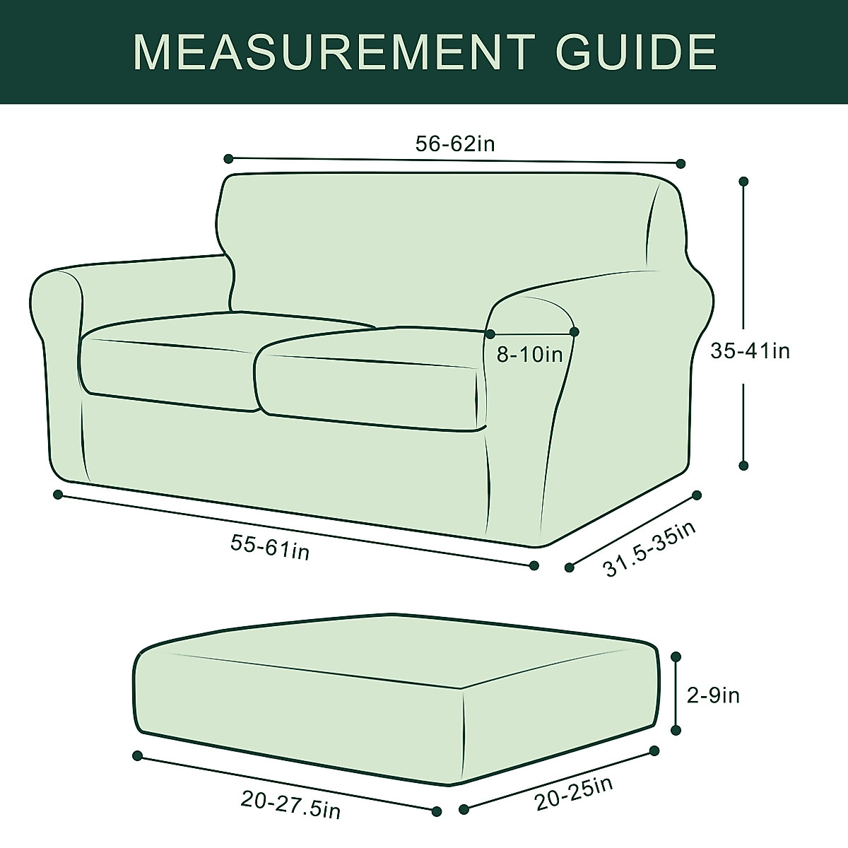 CHUN YI 3 Pieces Stretch Loveseat Sofa Cover for 2 Seater Couch, Washable Soft Sofa Slipcover with 2 Separate Seat Cushion Covers for Dogs, Checks Spandex Jacquard Fabric, Medium, White