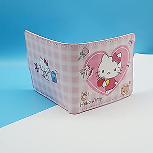 Kawaii Kitty Cat Badge Wallet with Lanyard, ID Card Holder Purse Pouch with Buckle, Wallet Durable Card Holder Credit Card Holder Money Bag for Students Teens Girls Boys