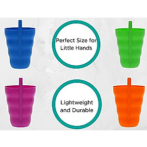 Arrow Sip-A-Cup with Built In Straw For Kids Includes Purple, Blue, Green, Orange (8 Pack)