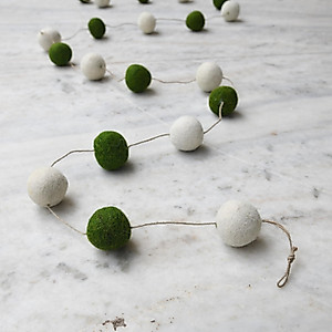 De Kulture Handmade Premium Wool Felt Micro POM POM Garland Eco Friendly Halloween Wall Hanging Home Office Theme Party Holiday Decoration Banner | 24 Inches (Set of 4) (Green & Off White)