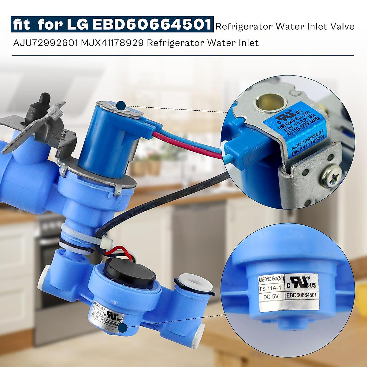 AJU72992601 Refrigerator Water Inlet Valve fit for LG fridge LFX LMX series,Replacement fit for Ken.more 795 series 79573055410 AP4671476 PS3533117 prime&swift