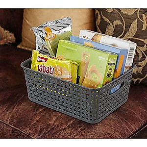 Xowine 6-Pack Plastic Storage Basket, 10" x 7.5" x 4.05", Gray