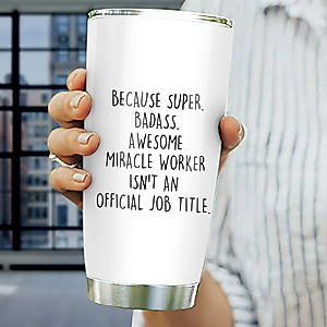 CHICKOR Personalized Tumbler, Chaos Coordinator Tumbler Because Super Badass 20 Oz Stainless Steel Tumbler Cup With Lid, Double Wall Vacuum Insulated Tumblers Coffee Travel Mug