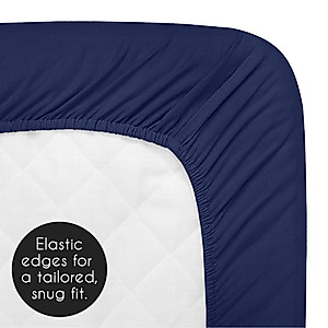 Sweet Jojo Designs Solid Navy Blue Baby or Toddler Fitted Crib Sheet for Baseball Patch Sports Collection