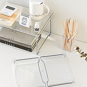 BFLCTTBD 2pcs Clear Acrylic Foldable Shelves Cabinet Storage Organizer Shelf Rack Countertop Stackable Shelve for Kitchen Bathroom