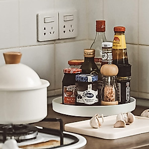 2 Pack Wood Grain Lazy Susan Turntable for Cabinet,Rotating Spice Racks for Pantry Cabinet Cupboard Organizer Table,Plastic Lazy Susan Organizer (11+12.5inch)