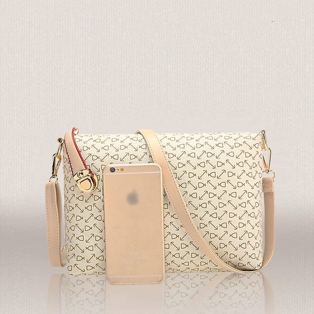 Cayla Women Handbags and Purse 6Pcs Set Printing Pattern Leather Tote Bags Shoulder Bag Satchel Top Handle Handbag Wallet-coffee