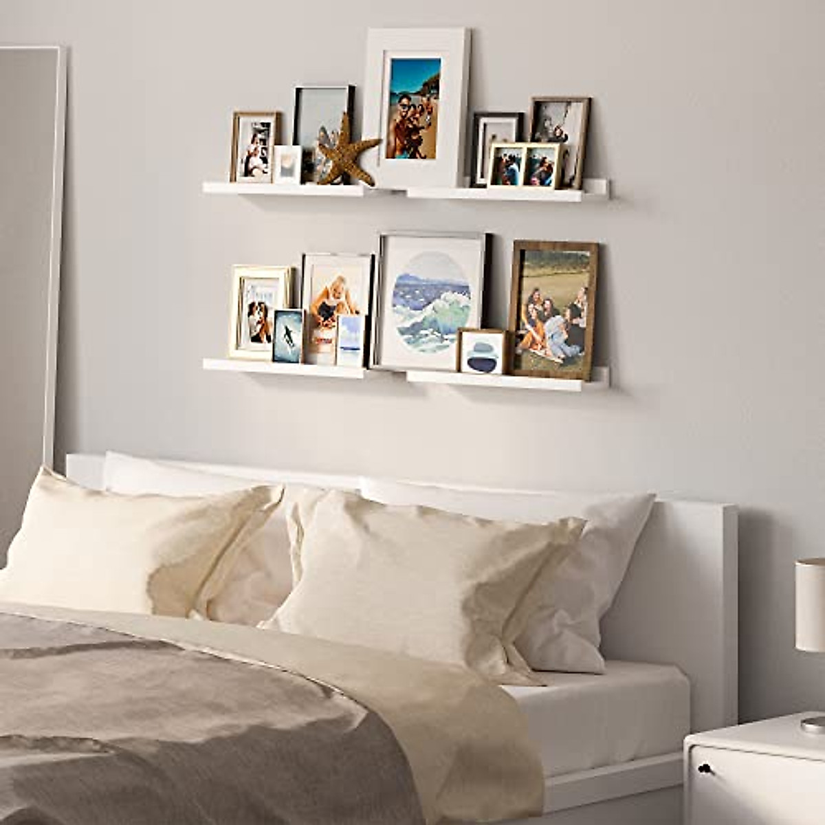 You Have Space Lagos 17" Kids Bookshelf, Picture Ledge Shelf for Living Room Decor, Office Decor and Farmhouse Kitchen Decor, White Set of 4