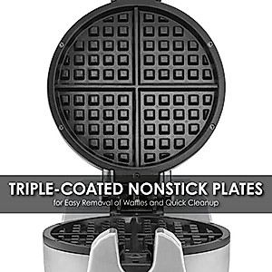 Waring Commercial WWD180 Classic Single Waffle Maker, Coated Non Stick Cooking Plates, Produces 35 waffles per hour, 120V, 1200W, 5-15 Phase Plug