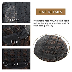 XIUFAXIRUSI XIUFAXIRUSI Short Curly Afro Wigs for Black Women Mixed Brown Kinky Curly Bob Wig with Side Bangs African American Synthetic Full Hair Wig