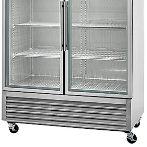 Arctic Air AGR49 Two Door Glass Reach-In Refrigerators, 2 doors 6 shelves, 33DF to 41DF, 49 cu. ft, Stainless Steel