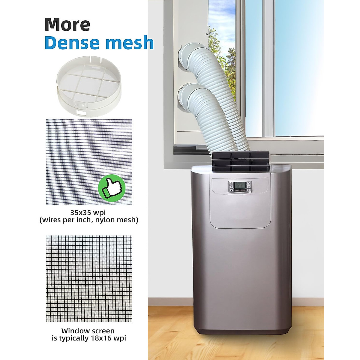 Washable Hose Pre-filter for Portable Air Conditioner, Perfect Fit, 5’’ Diamiter 1 Pack White