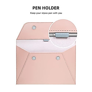 11 Inch Tablet Sleeve Case for 10.9 New iPad Air 4, iPad Pro 11, 10.5 iPad Air/Pro, 10.2 iPad, Microsoft Surface Go 2/1, Samsung Galaxy Tablet,PVC Leather Pouch Bag with Pen Holder-Pink