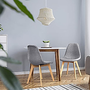 Giantex Set of 2 Kitchen Dining Chairs, Easily Assemble Modern Fabric Cushion Seat Chair w/Wood Legs, Mid Century Armless Chairs for Kitchen, Dining Room, Restaurant, Gray