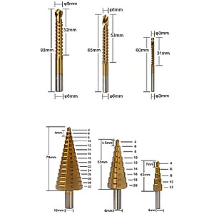 6PCS High-Speed Reaming Pagoda Sawtooth Set,Step Drill Bit Set Cobalt,Multiple Hole Stepped Up Bits for DIY Lover Plastic, Wood, Sheet Metal, Aluminum Hole Drilling