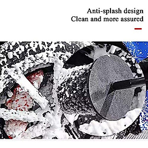 SOYS 2 Pcs Car Wheel Rim Brush Kit, 1PCs Wheel Rim Brush, Car Cleaning Brush Fiber Rod Sets, Steel Ring Fiber Cleaning Brush, Long Handle Cleaning Brush, Great to Clean Dirty Tire