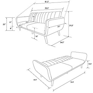 Novogratz Brittany Futon, Convertible Sofa & Couch, Black Faux Leather